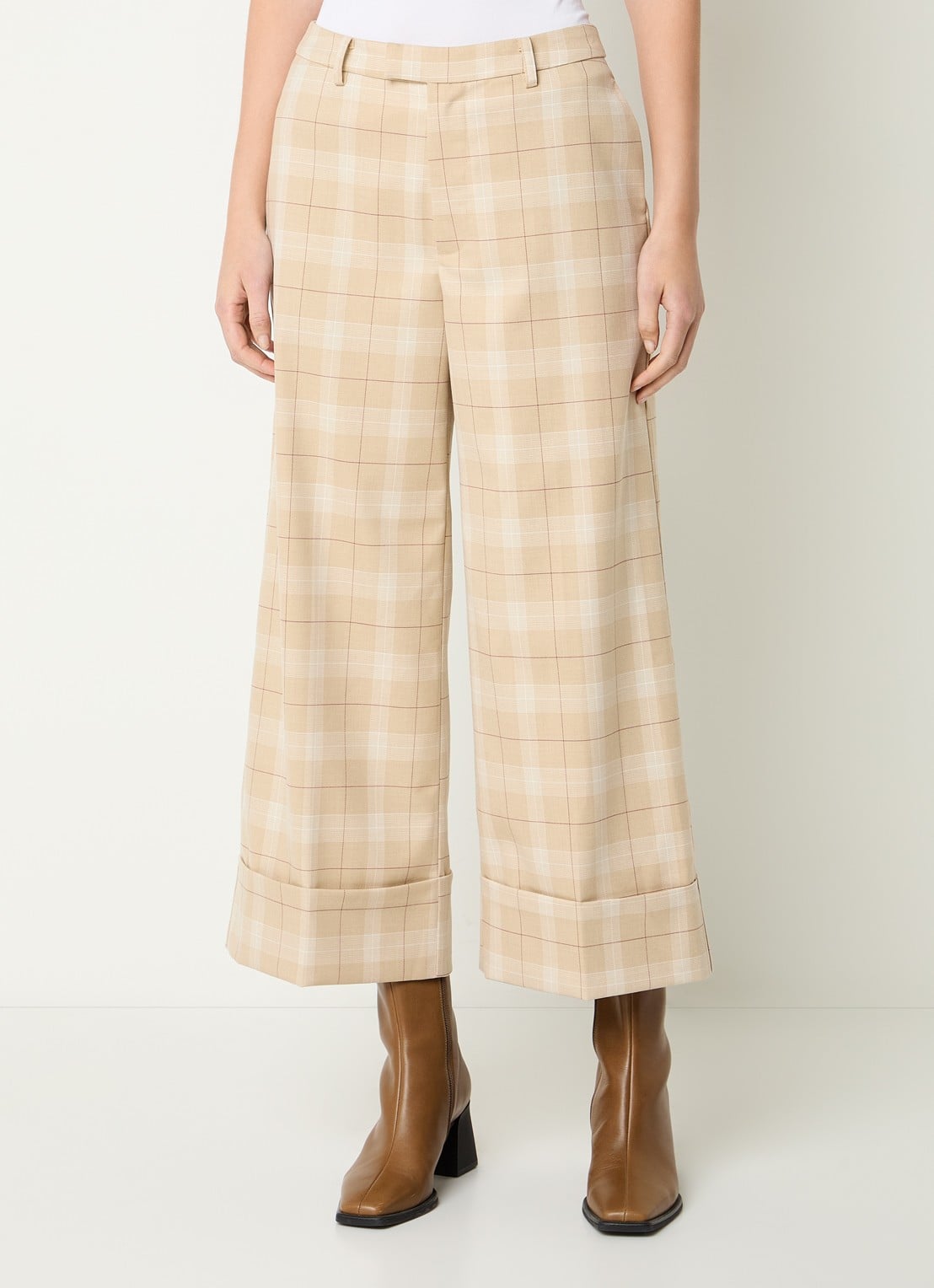 Mos Mosh MMLeyla Chelsea high waist wide fit cropped pantalon met ...
