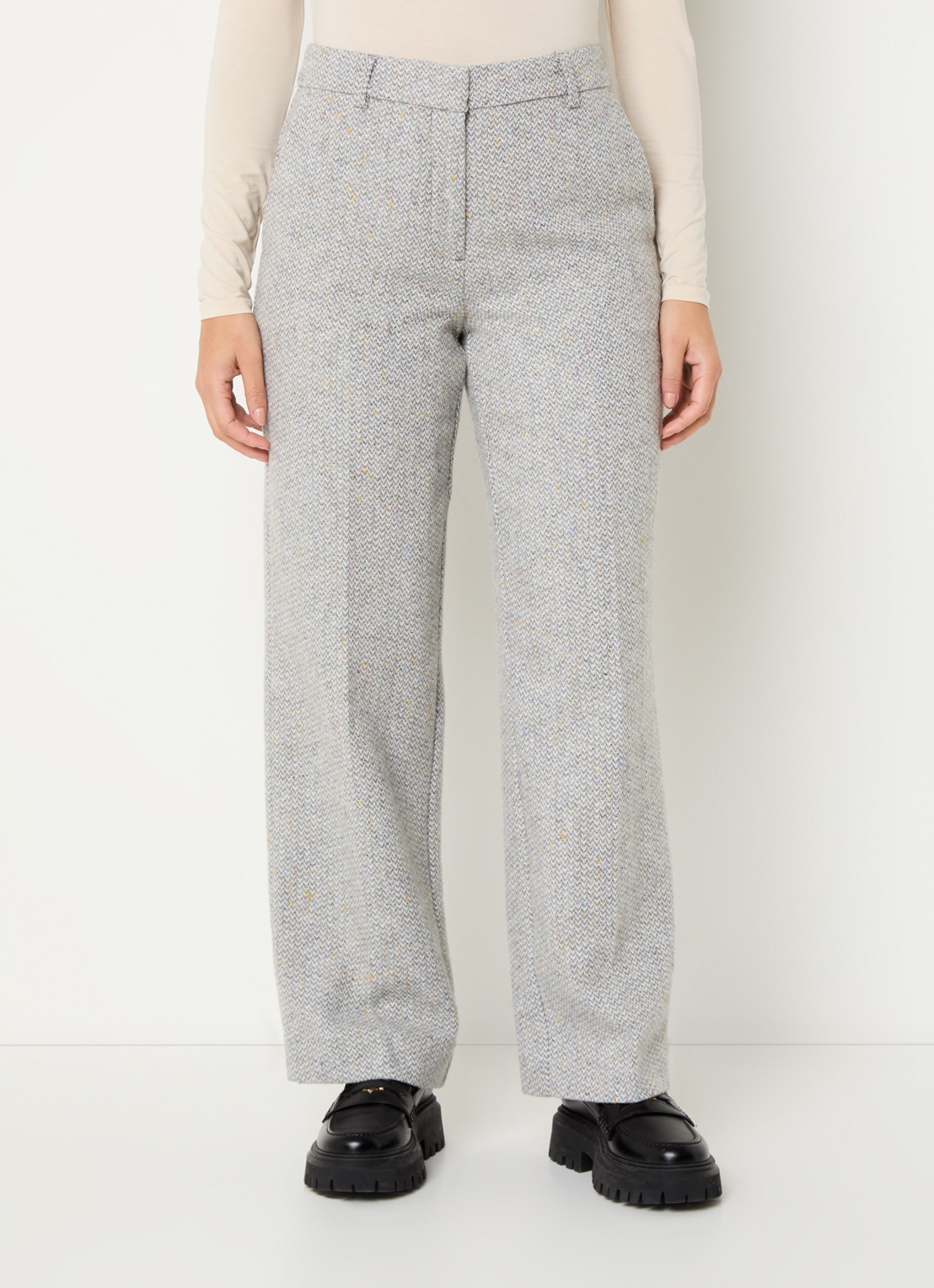 MSCH Copenhagen Herena high waist straight fit pantalon met gemêleerd ...