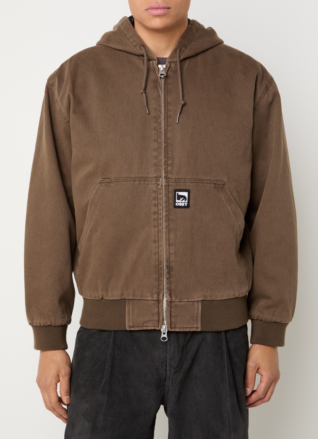 Obey Randy gewatteerd jack met logo- en backprint • Bruin • de Bijenkorf