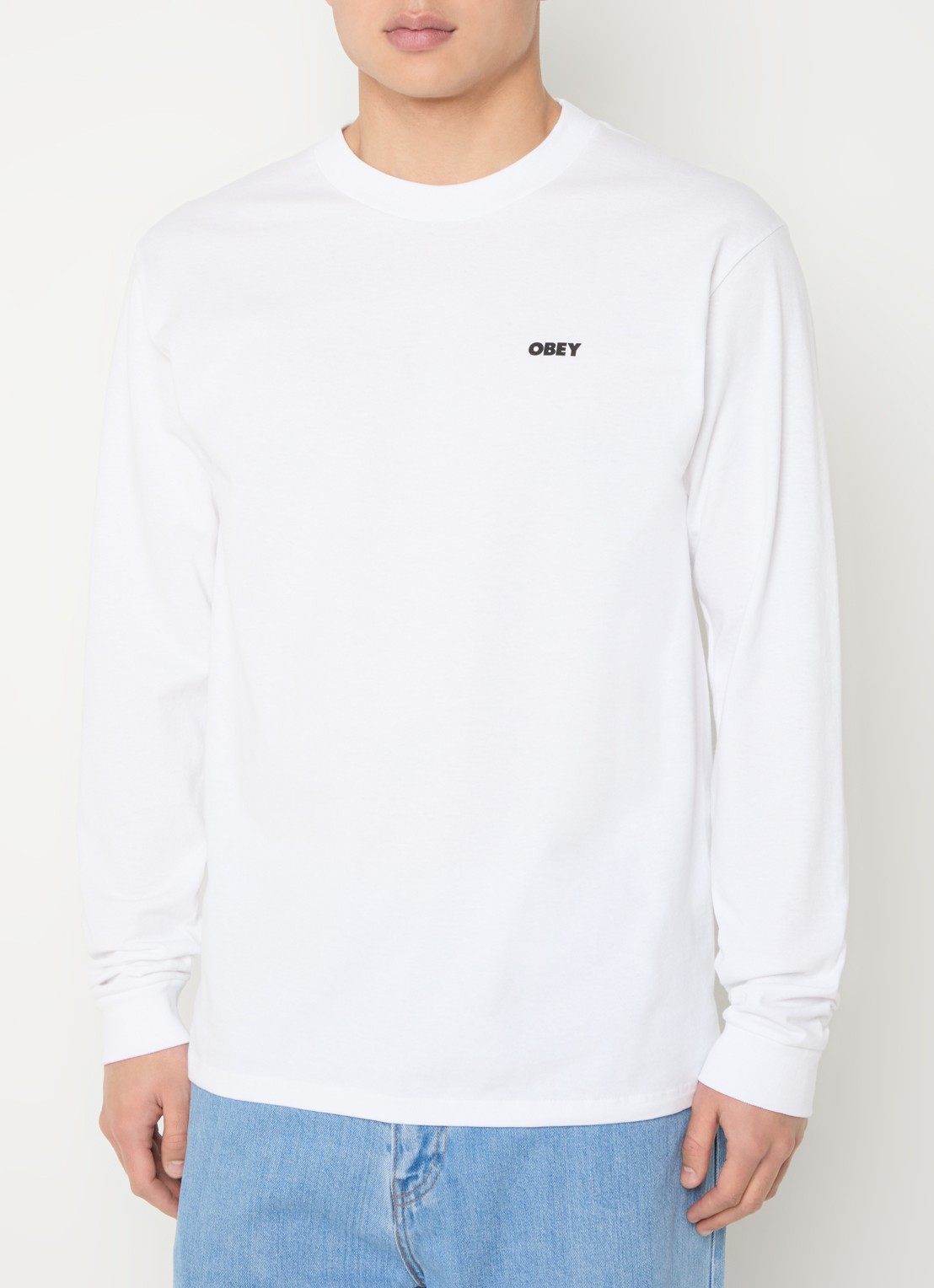 Obey The Medium Is The Message longsleeve met logo- en backprint • Wit ...