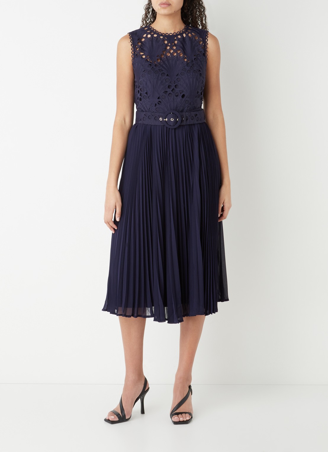 Phase Eight Amora midi jurk met plissé en ceintuur • Paars • de Bijenkorf
