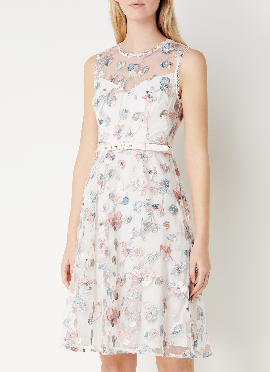 Phase Eight Leighton semi-transparante mini jurk met borduring en ...