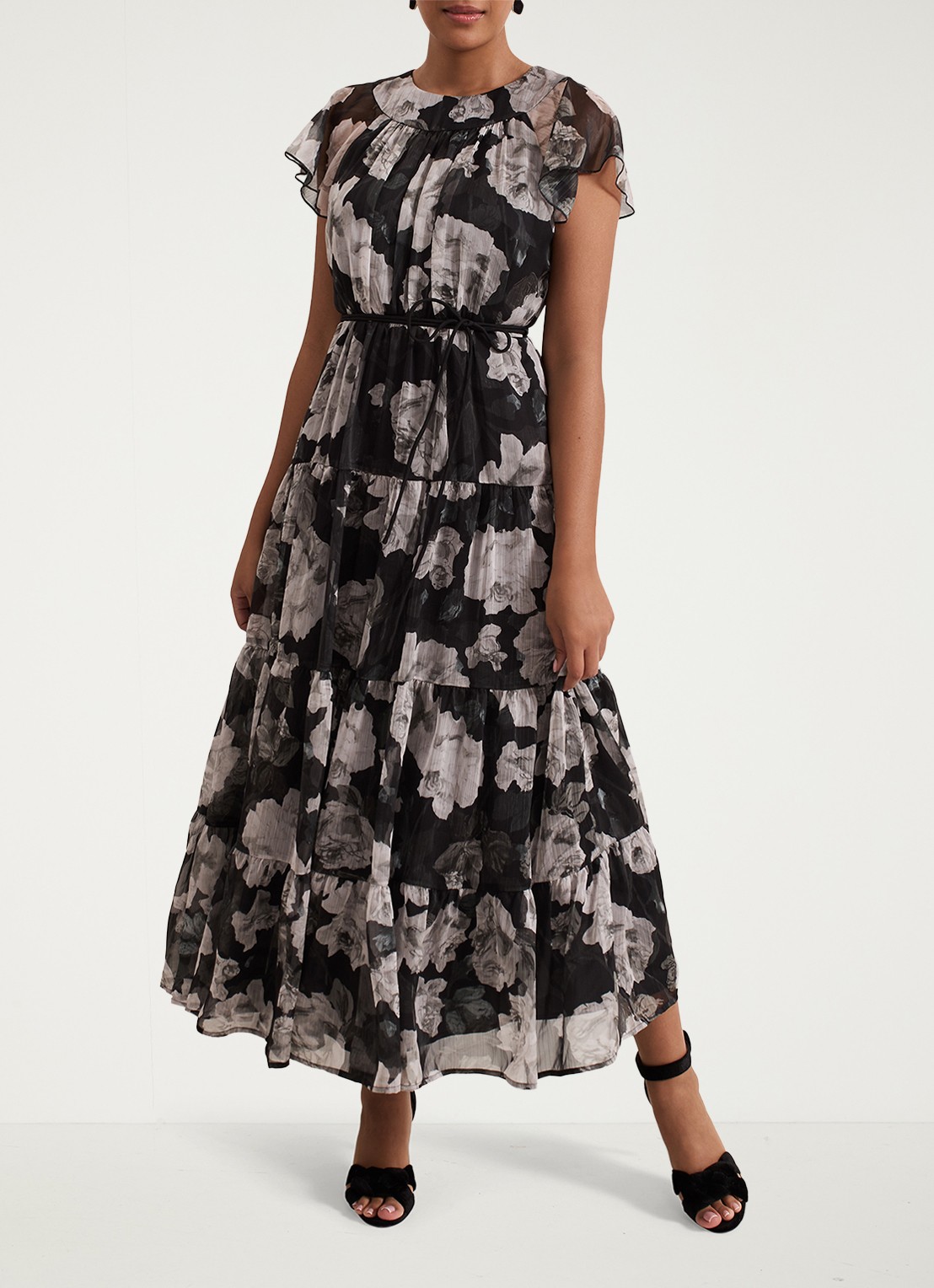 Phase Eight Petite Jordine maxi jurk met bloemenprint • Zwart • de ...