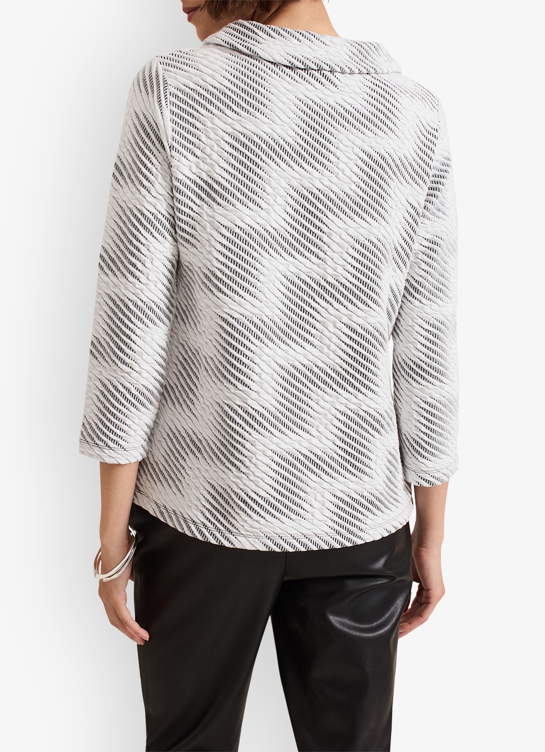 Phase Eight Rena top met pied-de-poule dessin en structuur • Ivoor • de ...