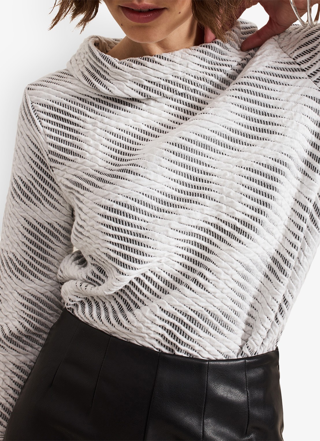 Phase Eight Rena top met pied-de-poule dessin en structuur • Ivoor • de ...