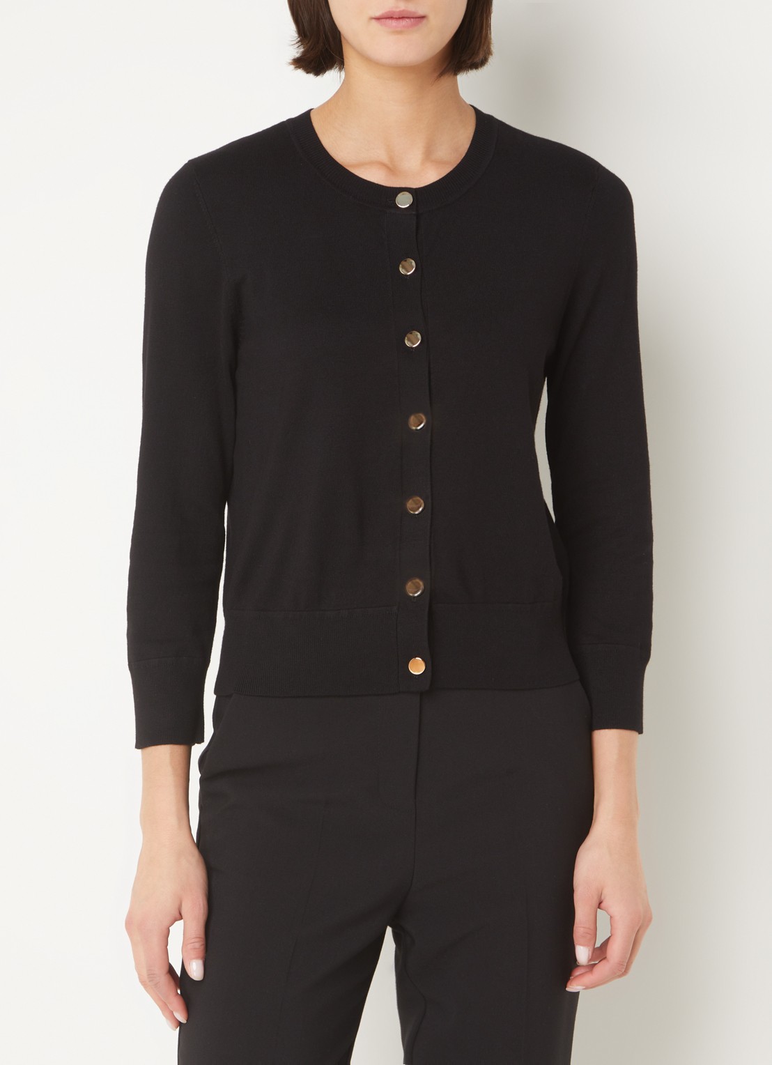 Phase Eight Robin fijngebreid vest met ronde hals • Zwart • de Bijenkorf