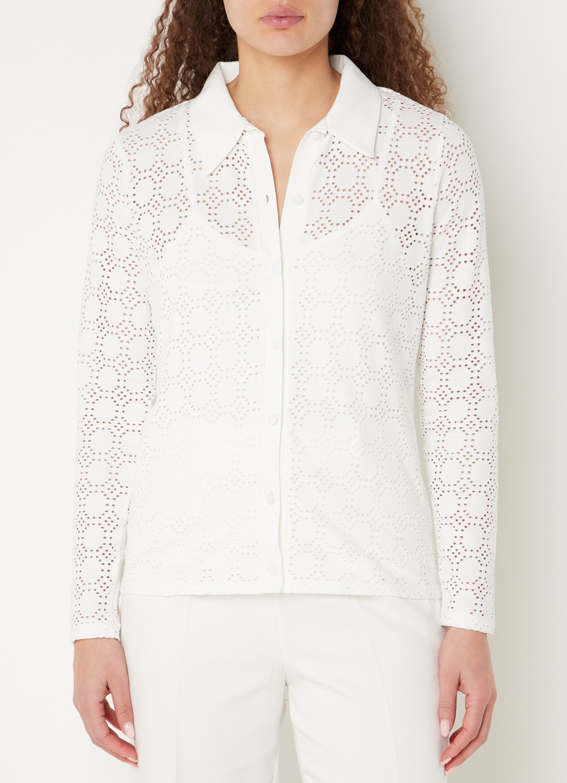 Phase Eight Vida blouse met opengewerkt dessin • Gebroken wit • de ...