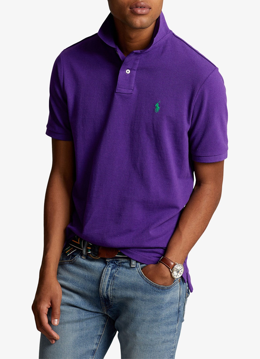 Ralph Lauren Custom slim fit polo van piqué katoen met logoborduring ...