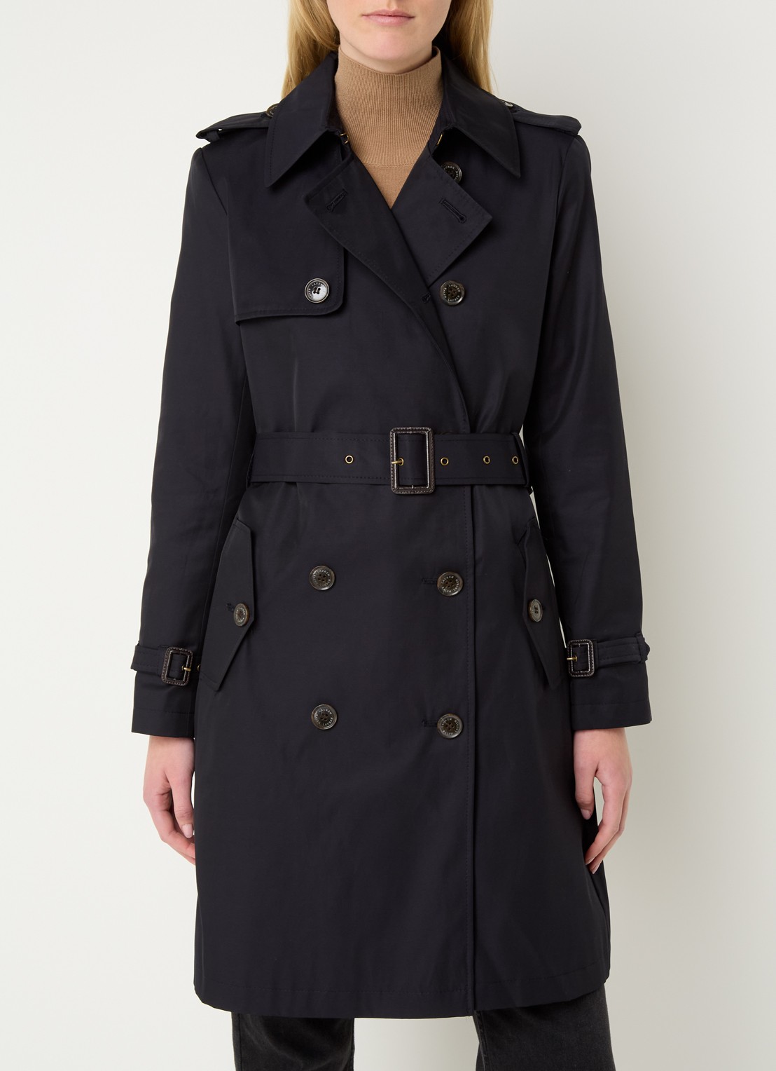 Ralph Lauren Double-breasted trenchcoat met ceintuur • Zwart • de Bijenkorf