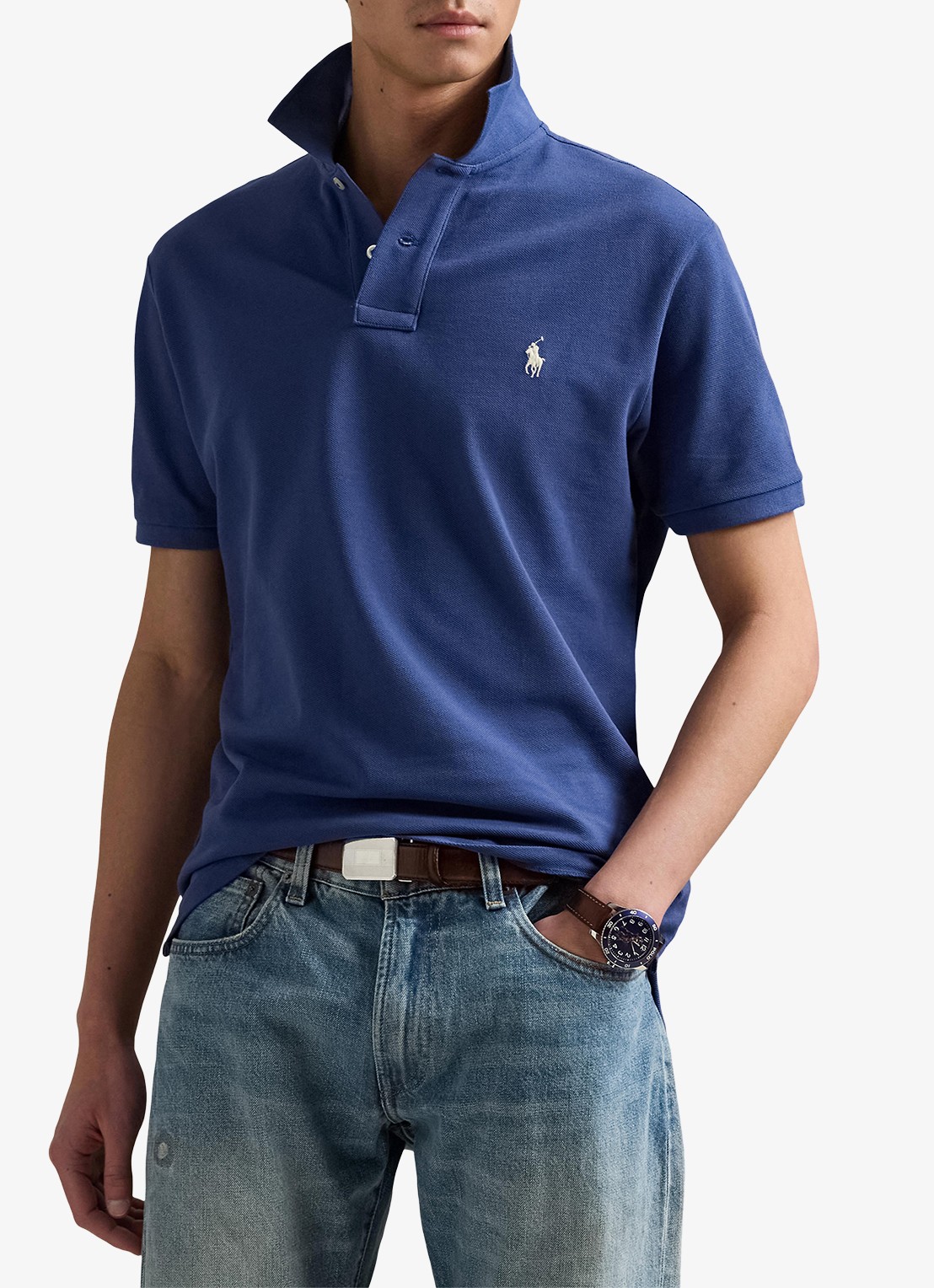 Ralph Lauren Slim fit polo van piqué katoen • Earth Blue / Blauw • de ...