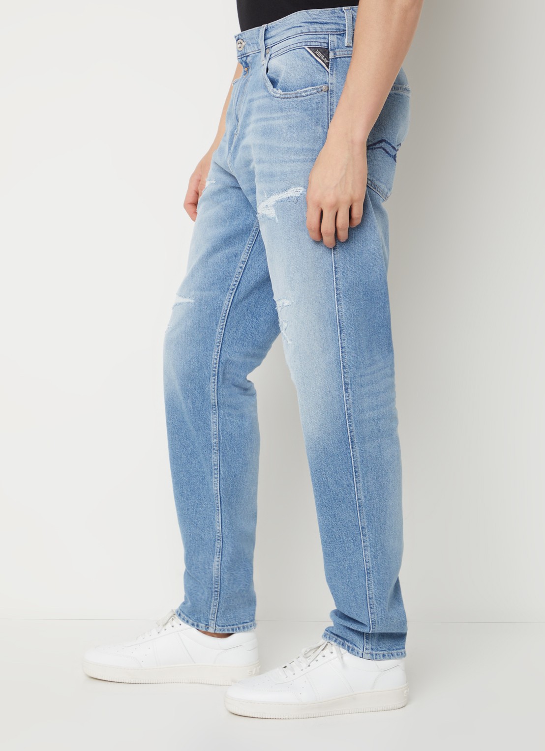 Replay Sandot tapered jeans met destroyed afwerking • Indigo • de Bijenkorf