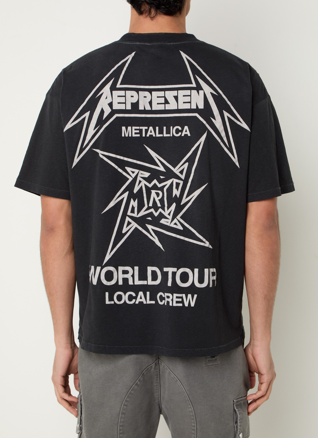 Represent T-shirt in katoenblend met logo- en backprint • Zwart • de ...