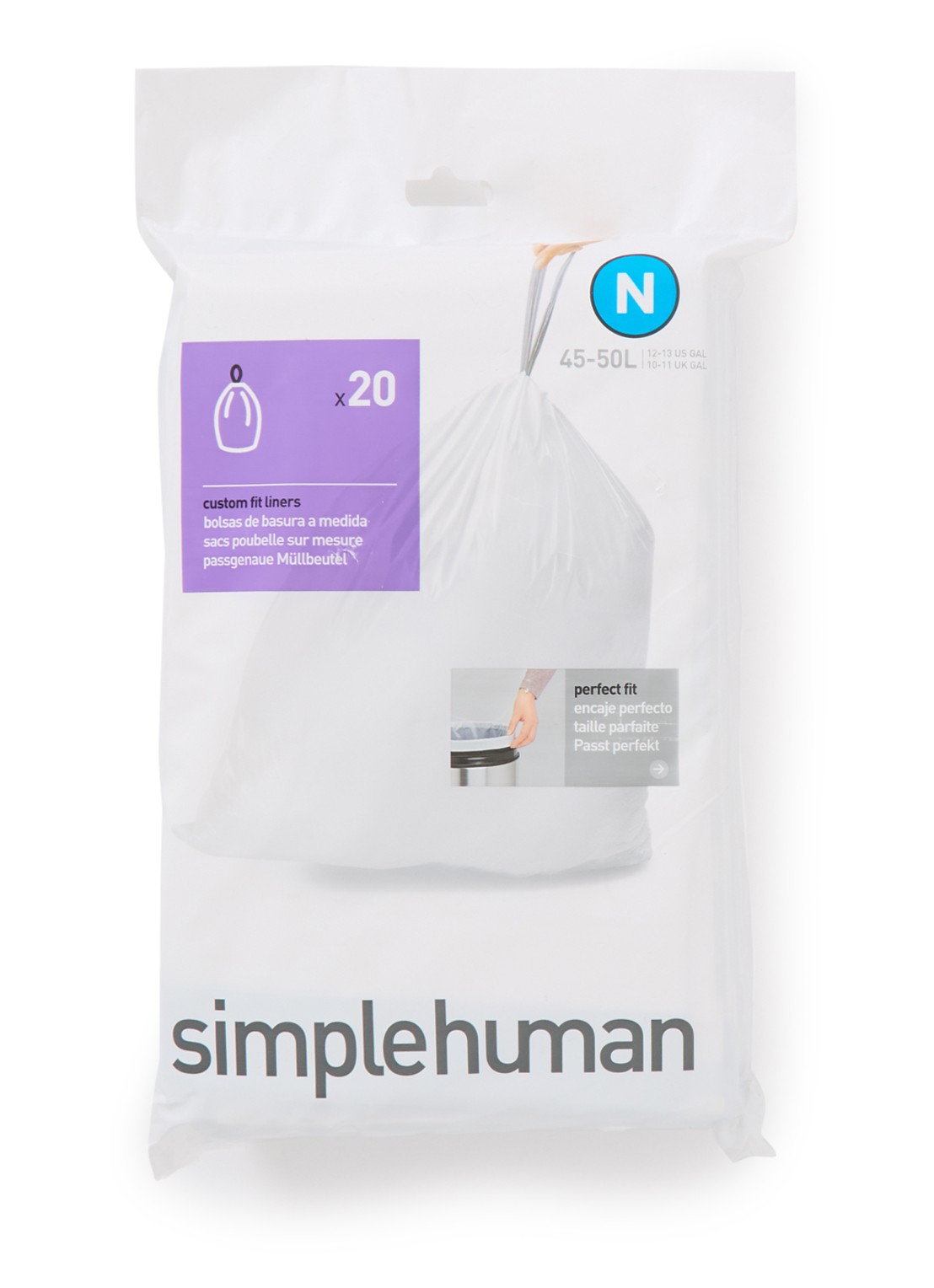 Simplehuman Afvalzakken Code N 45 -50 liter 20 stuks • Wit • de Bijenkorf