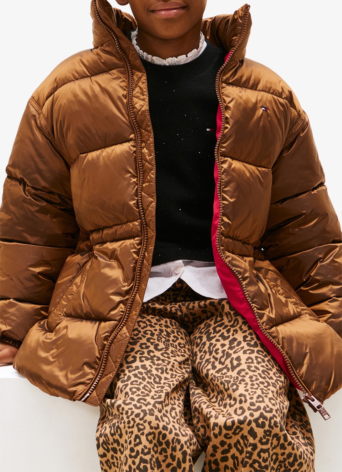 Tommy Hilfiger Puffer jas met metallic finish • Brons • de Bijenkorf