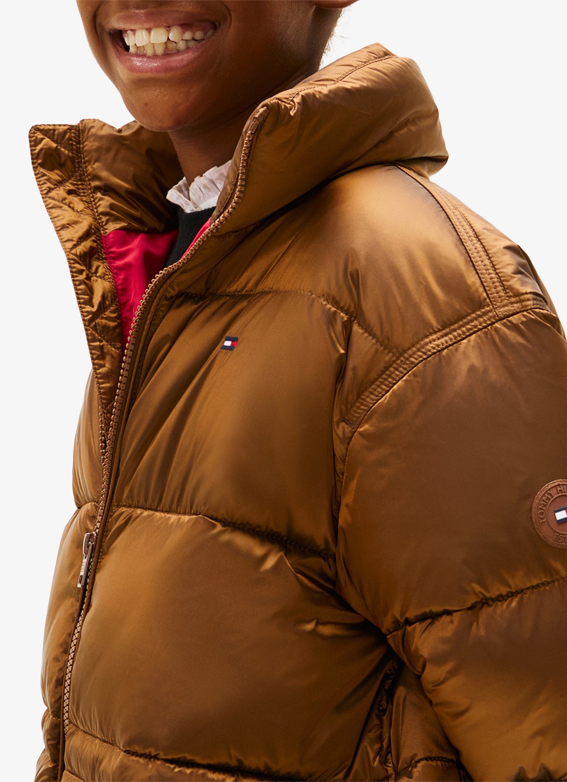 Tommy Hilfiger Puffer jas met metallic finish • Brons • de Bijenkorf