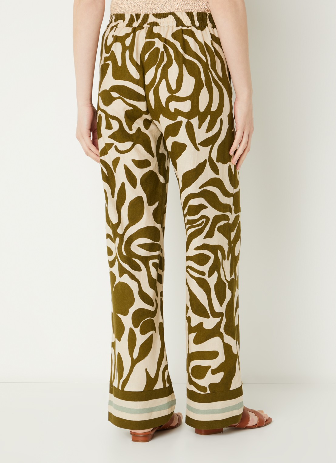 Xandres Phocas high waist straight fit pantalon in linnenblend met ...