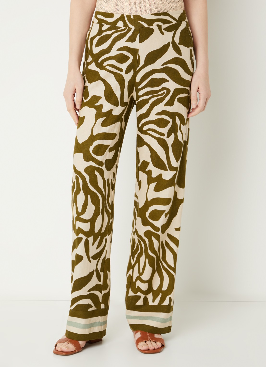 Xandres Phocas high waist straight fit pantalon in linnenblend met ...