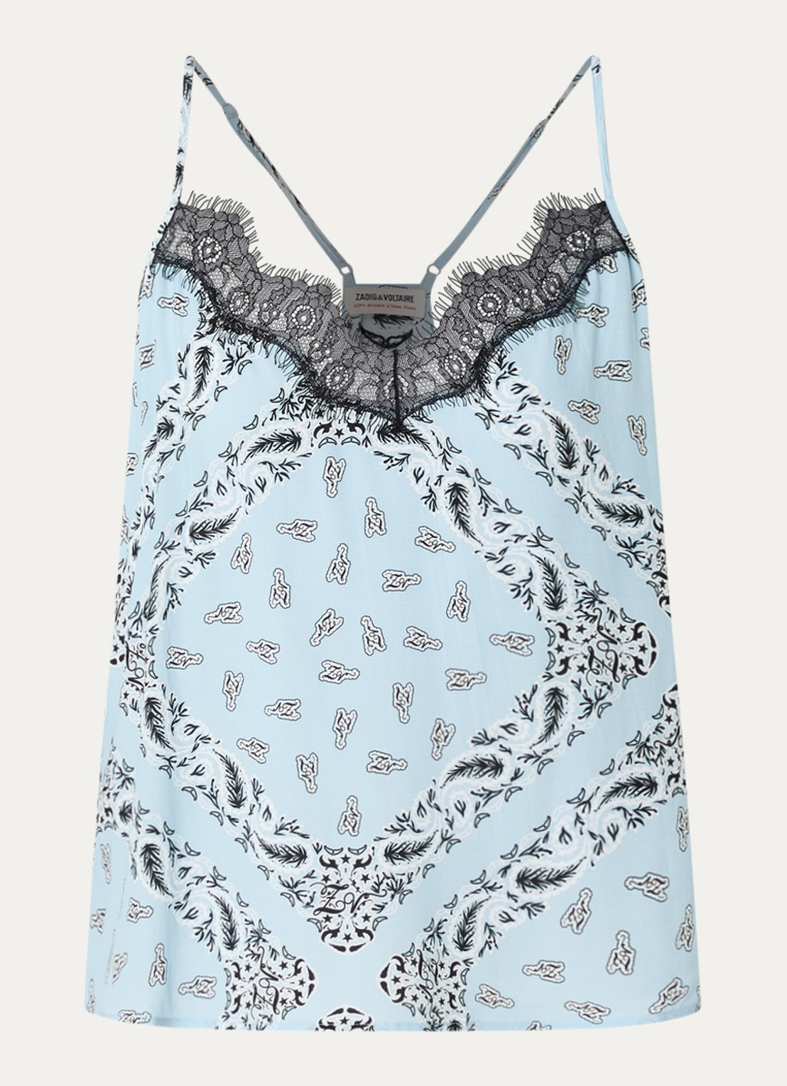 Zadig&Voltaire Cespa spaghettitop met paisley dessin en details van ...