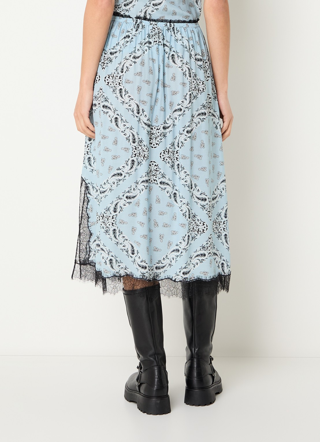 Zadig&Voltaire Jarvis midi rok met paisley dessin en split • Lichtblauw ...