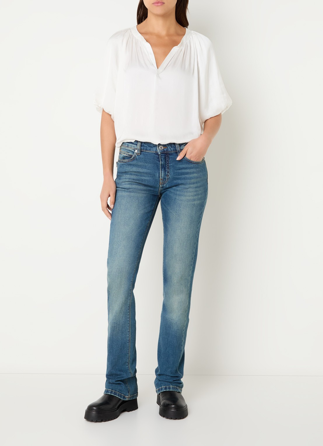 Zadig&Voltaire Teko tuniek van satijn met ballonmouw • Gebroken wit ...