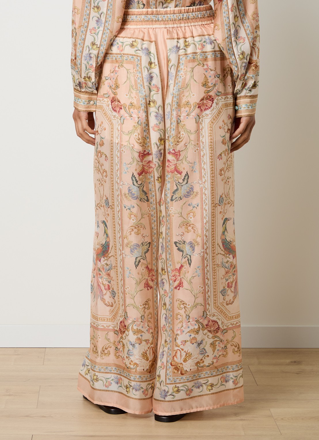 Zimmermann Roselight high waist wide fit broek van zijde • Zalmroze ...