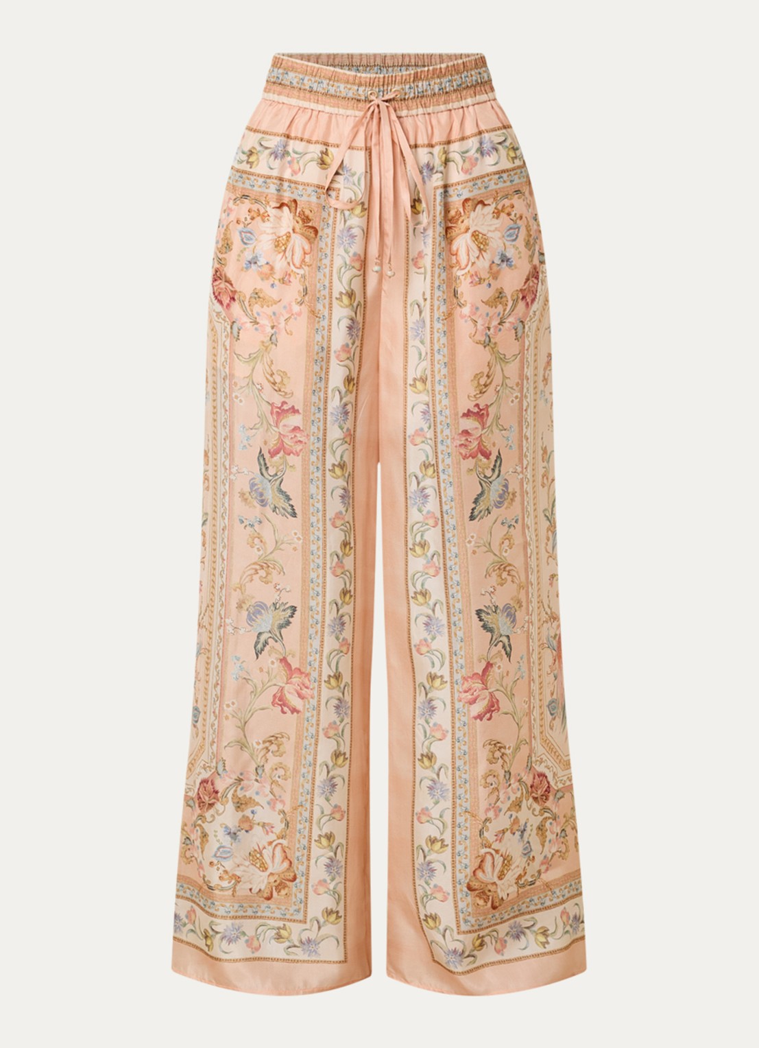 Zimmermann Roselight high waist wide fit broek van zijde • Zalmroze ...