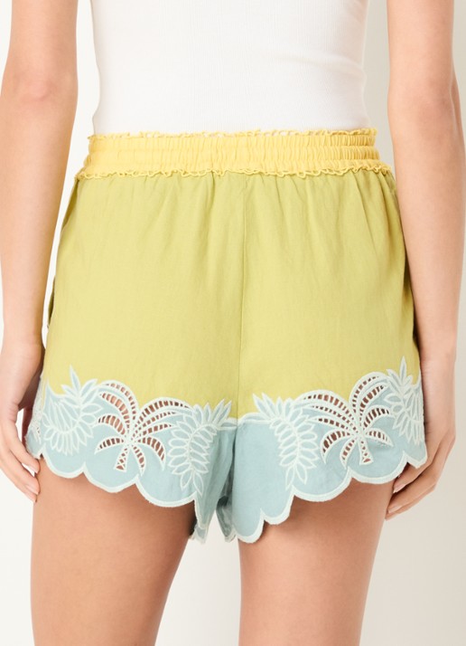 Farm Rio Usiacurie loose fit korte broek in linnenblend met broderie ...