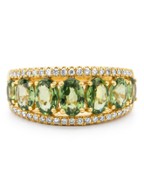 Diamond Point Geelgouden ring, 3.14 ct groene saffier, Eden • Geelgoud ...