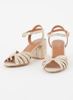 Jonak Debacq sandalette van kalfsleer met glitter • Beige • de Bijenkorf